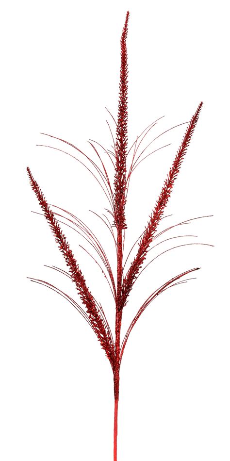 34” Red Glitter Triple Spike Grass Spray Decorators Warehouse
