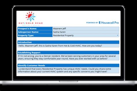 Hvac Sales Script Template Housecall Pro