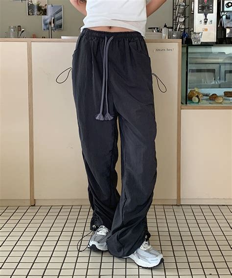 사드 나일론 셔링 스트링 와이드 팬츠여름신상 투웨이 트레이닝 2 Color