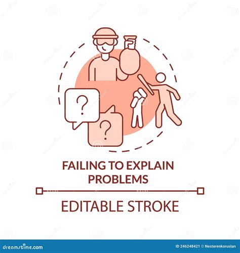 Failing To Explain Problems Red Concept Icon Stock Vector