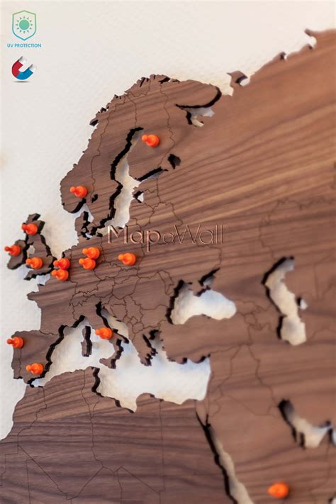 Magnetic Walnut World Map