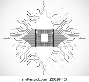 Cpu Microprocessor Microchip Circuit Board Vector Stock Vector Royalty Free