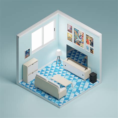 3d Isometric Room On Behance