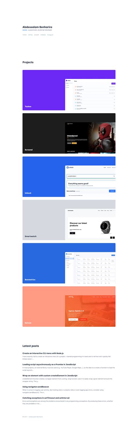 Abdessalam Benharira One Page Website Award