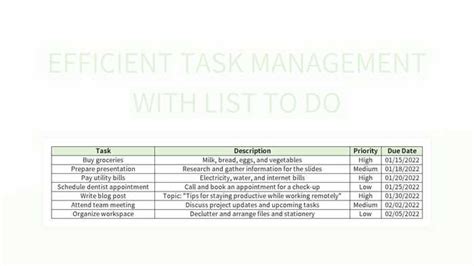 Mastering Productivity With To Do Lists In Task Management Excel Template Free Download Pikbest