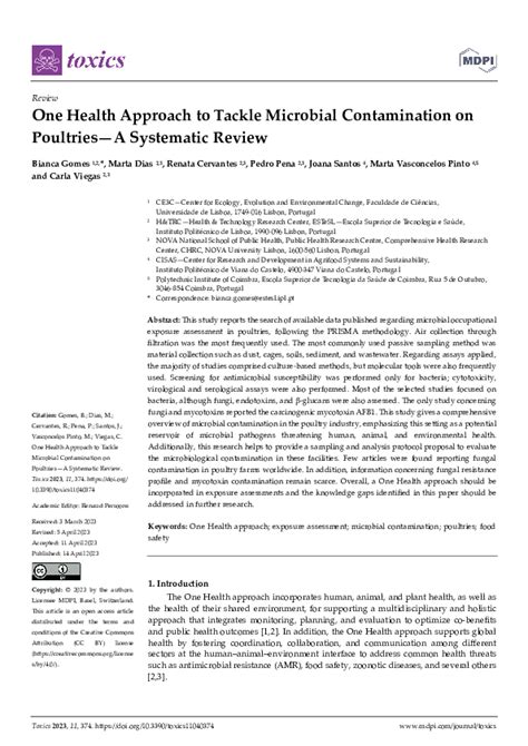 Pdf One Health Approach To Tackle Microbial Contamination On Poultries—a Systematic Review