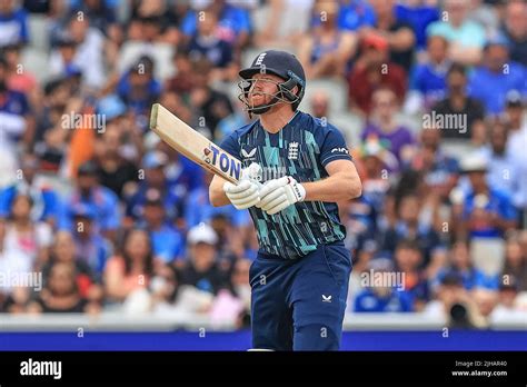Jonny Bairstow of England hits the ball into the hands of Shreyas Iyer of India, out for 0 Stock ...