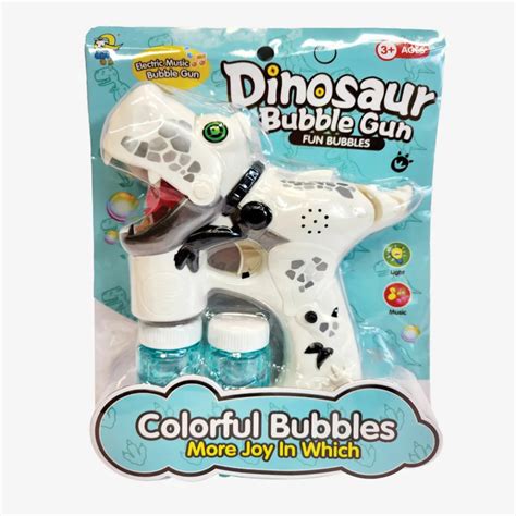 Musical Dinosaur Bubble Gun White Father Joes Villages