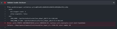 Handshake Failure SSL Alert Number Issue Gradle Wrapper Validation Action GitHub