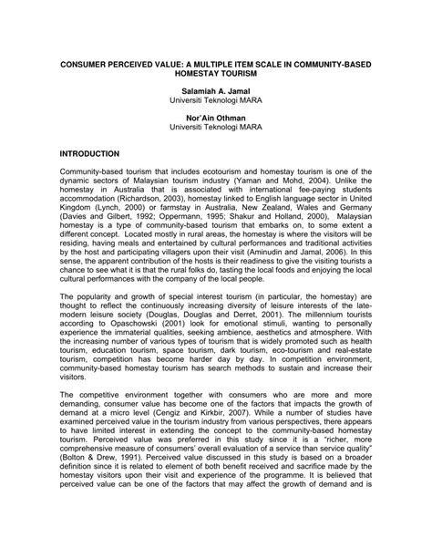 Pdf Consumer Perceived Value A Multiple Item Scale In Community