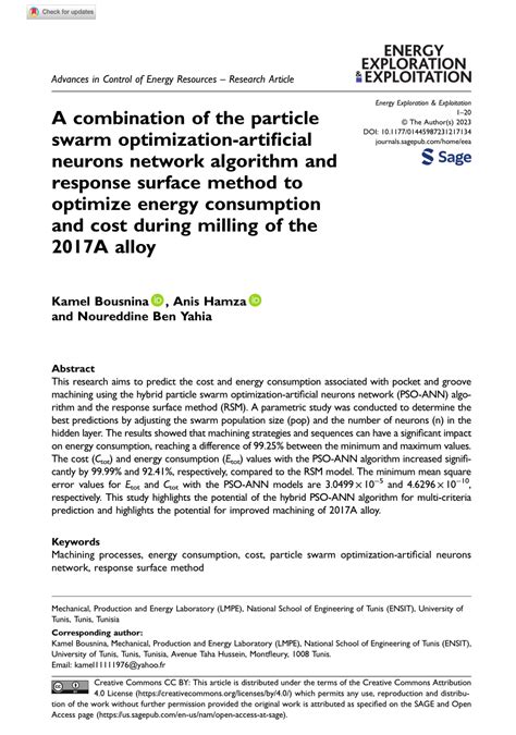 (PDF) A combination of the particle swarm optimization-artificial neurons network algorithm and ...