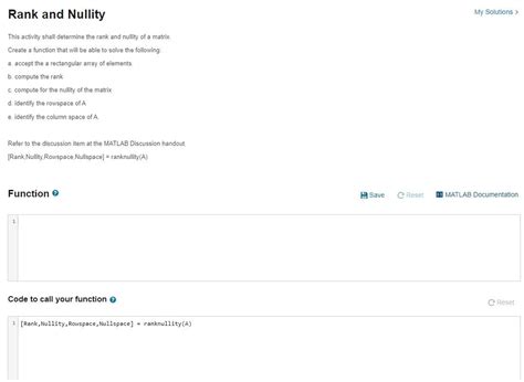 Solved Rank And Nullity My Solutions This Activity Shall Chegg Com