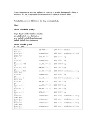Command Line quan trọng để giao tiếp với Cisco IOs DOC