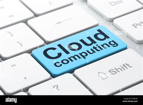 Cloud Computing On Computer Keyboard Background Stock Photo Alamy