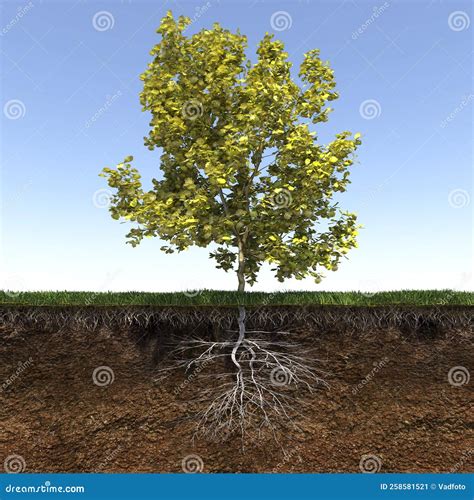 Tree With Strong And Deep Roots D Render Stock Illustration