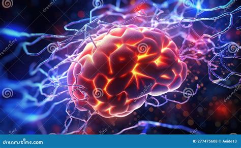 Closeup Glowing Brain With Neural Connections Sparks Of Inspiration And Ideas Chemical Energy