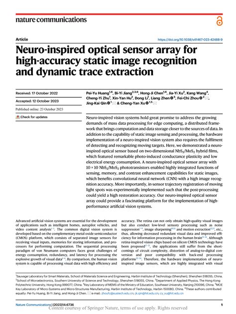 Pdf Neuro Inspired Optical Sensor Array For High Accuracy Static