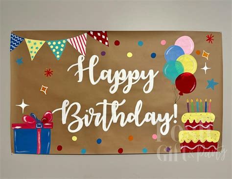 Handcrafted Festive Birthday Banner Customizable Painted Paper