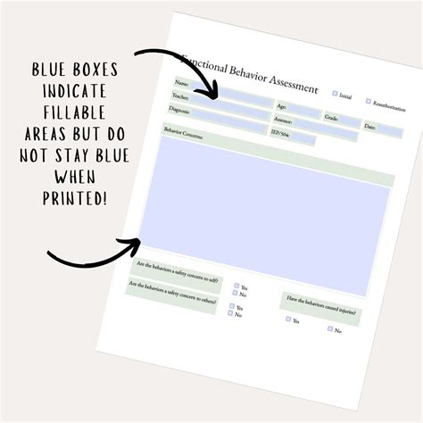 Fba Template School Aba Functional Behavior Assessment Fillable