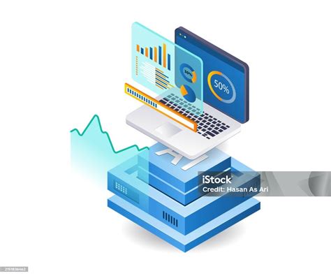 Ai Server Analyst Technology Infographic 3d Illustration Flat Isometric Stock Illustration