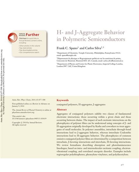 Pdf H And J Aggregate Behavior In Polymeric Semiconductors