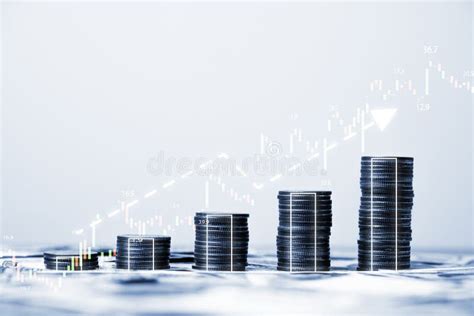 Coins Stacking With Increasing Graph Stock Market Graph Chart For