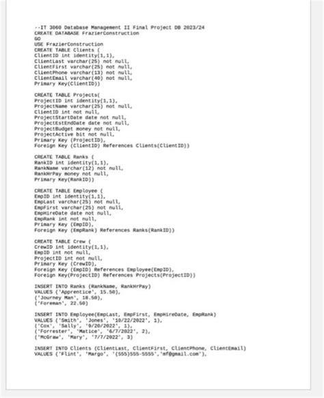 Solved E R Diagram Of Database Requirements And Submission