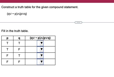 Solved Construct A Truth Table For The Given Compound