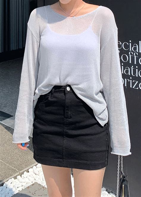 기본템2color 데일리 스판 미니스커트 치마바지 투영 에이블리