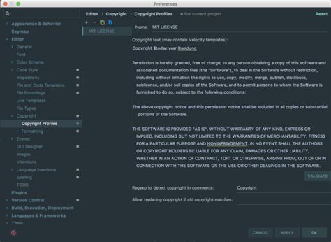 Adding A Copyright License Header For Java Source Files In Intellij