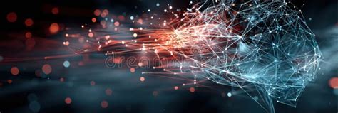 Glowing Brain Evolves From Data Particles Showcasing The Fusion Of Technology And Neural