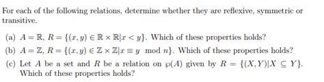 Solved Use Relations Partitions Or Equivalence Relations