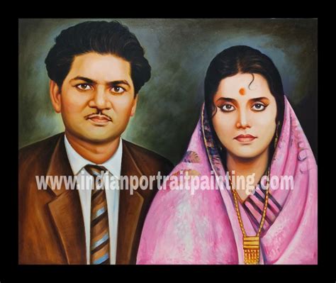 Portrait Painting Memories Of Father And Mother Oil Canvas Portrait