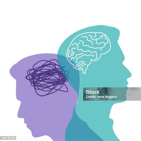 양극성 정신 장애의 개념 분열 된 성격 기분 장애 두 개의 비슷한 남성 얼굴 심리학 정신 건강 개념에 대한 스톡 벡터 아트 및 기타 이미지 Istock