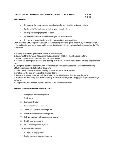 Cs8582 Lab Syllabus Pdf Use Case System