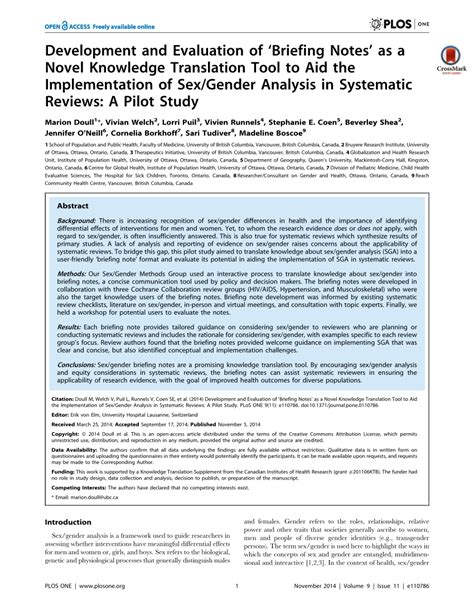 Pdf Development And Evaluation Of Briefing Notes As A Novel Knowledge Translation Tool To