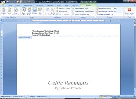 How To Insert Header Only On First Page In Word 2007 Loptalks
