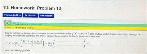 Solved 4th Homework Problem 131 ﻿pointpart 1 The