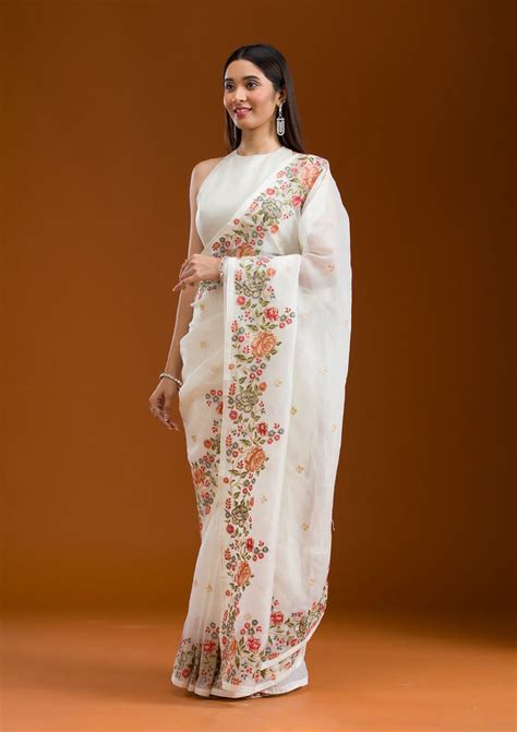 Soft Crunchy Silk Saree With Embroidery And Lace Border House Of She Look