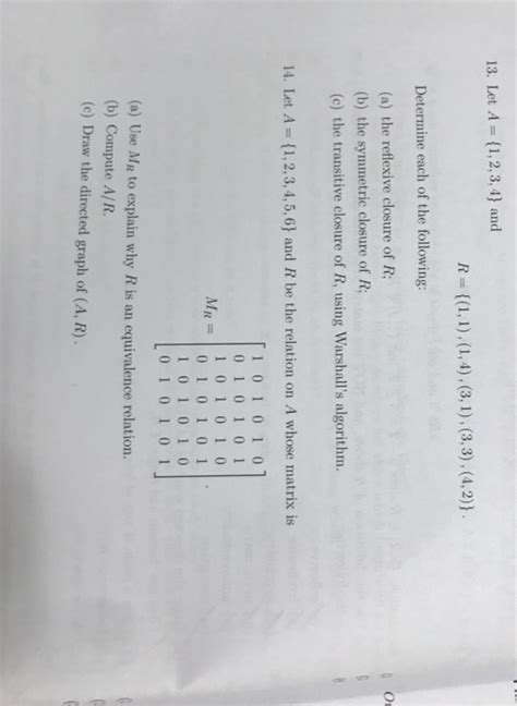 Solved 13 Let A 1 2 3 4 And Determine Each Of The