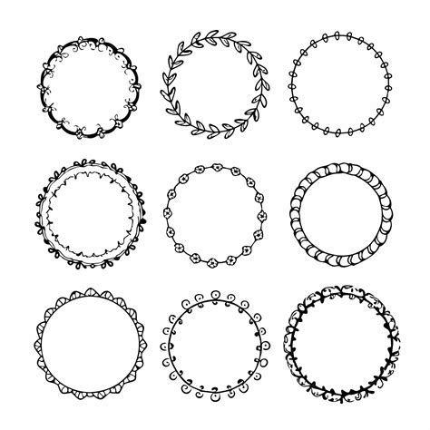 Premium Vector Set Of Round Doodle Frames Isolated On White Background 4