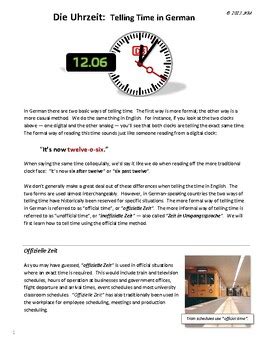 German A1 - Telling Time (Die Uhrzeit) by JKM Language Docs | TPT
