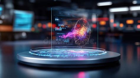 Futuristic Quantum Computing Interface With Glowing Holographic Data Structure In A High Tech