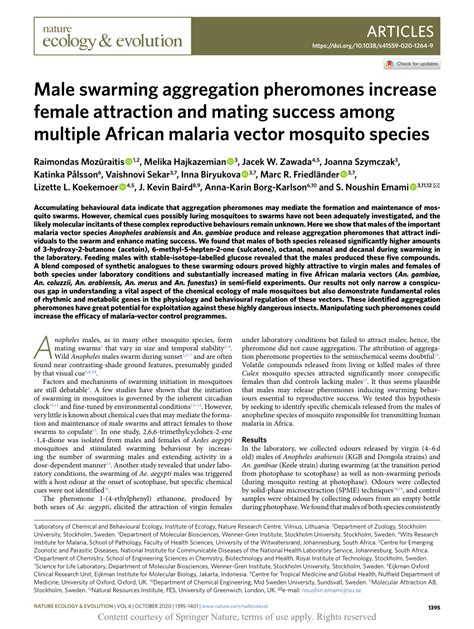Male Swarming Aggregation Pheromones Increase Female Attraction And