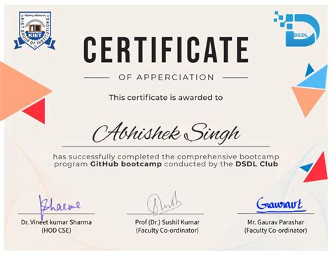 Githubbootcamp Achievement Dsdlclub Kietgroupofinstitutions Abhishek Singh
