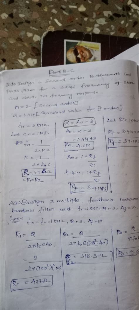 Design A Second Order Butterworth Low Pass Filter With A Cutoff Frequency