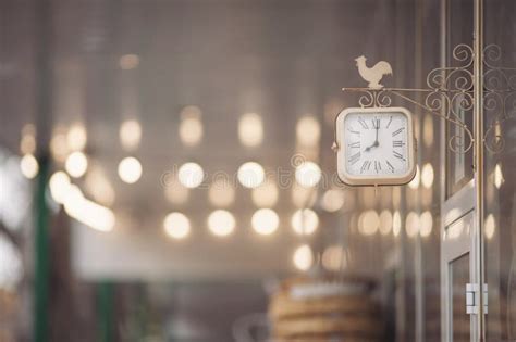 Retro Clock Time Dimension Background And Golden Bokeh Texture