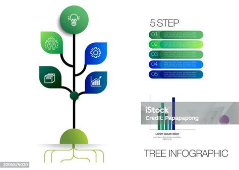 Tree Shape Step Option Mind Map Infographic Stock Illustration