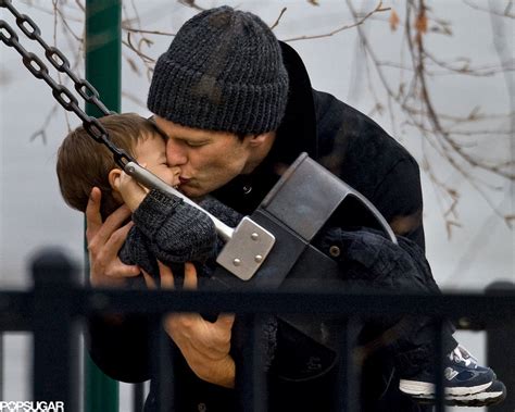Tom Brady Kissed His Son Benjamin While Playing On A Swing Set In Famous Fathers Get Cute With