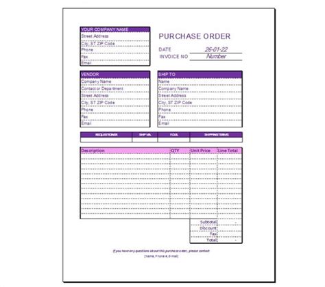 Simply Purchase Order Form EXCEL Purchase Order Editable Etsy